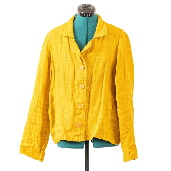 Flax | Jackets & Coats | Flax Linen Jacket Shacket Yellow Lightweight ...